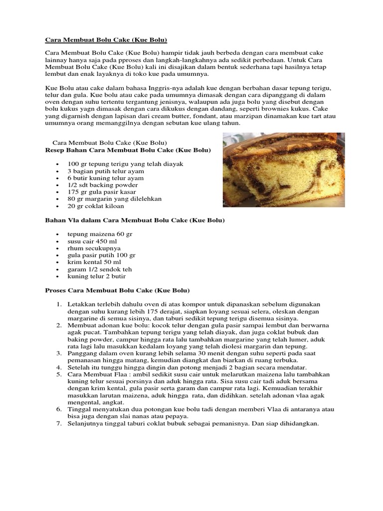 Cara Membuat Bolu Cake PDF | PDF