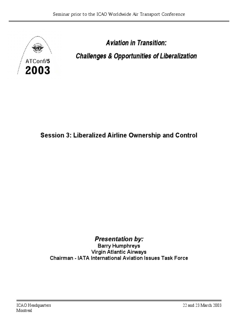 Aviation in Transition: Challenges & Opportunities of Liberalization ...