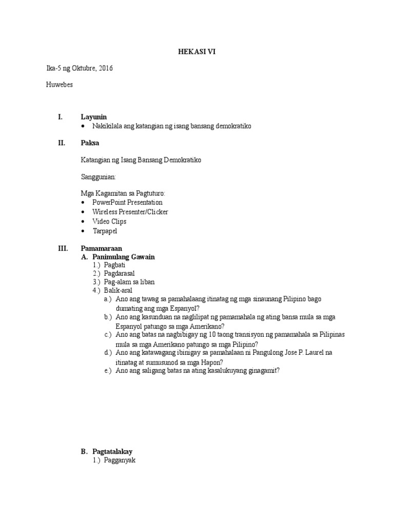 HEKASI VI - Katangian NG Isang Bansang Demokratiko | PDF