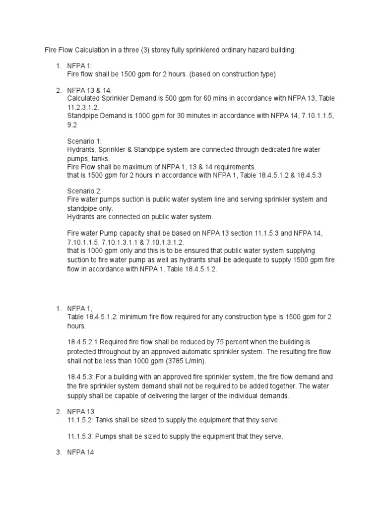 Calculation For Fire | PDF | Fire Sprinkler System | Manufactured Goods