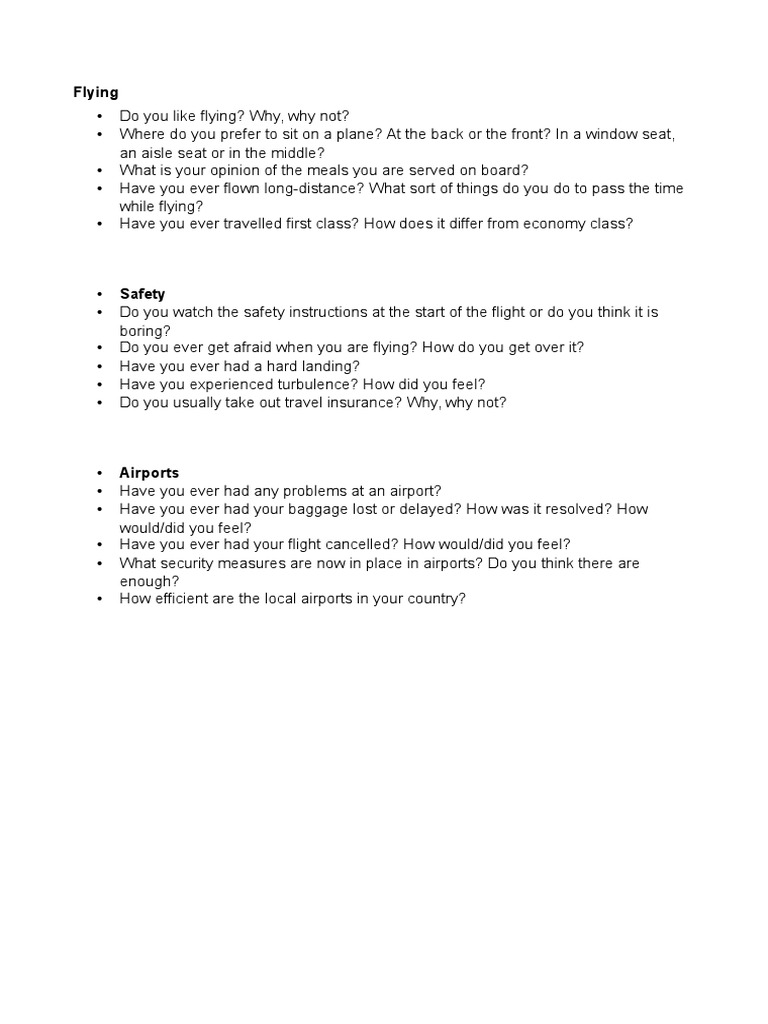 Airport Conversation Questions | PDF