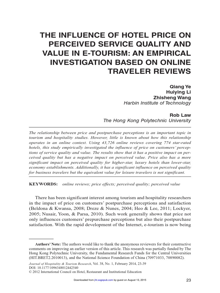 Journal of Hospitality & Tourism Research-2014-Ye-23-39 | PDF | Factor ...