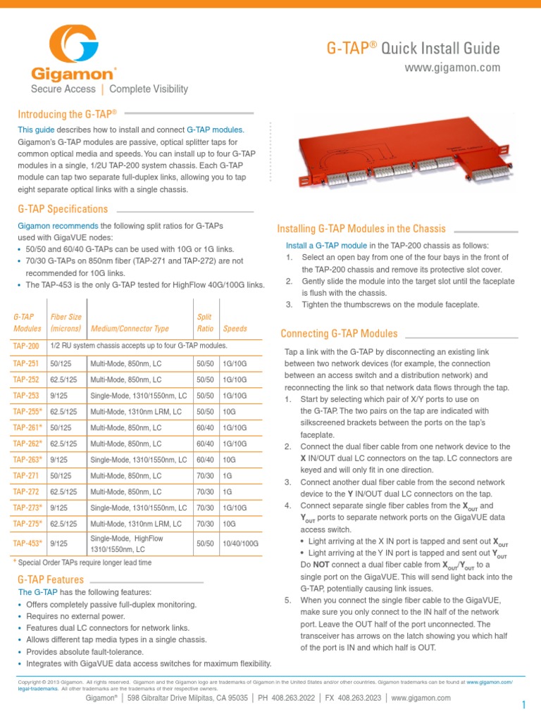G Tap Quick Install 022713 | PDF | Telecommunications Infrastructure ...