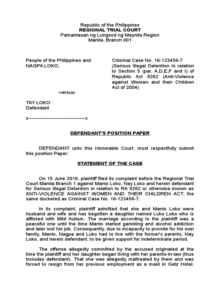 Position Paper | PDF | Conspiracy (Criminal) | Arrest