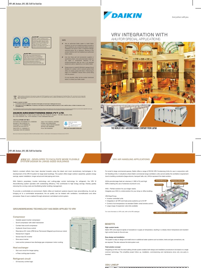 VRV Integration With: Ahu For Special Applications | PDF