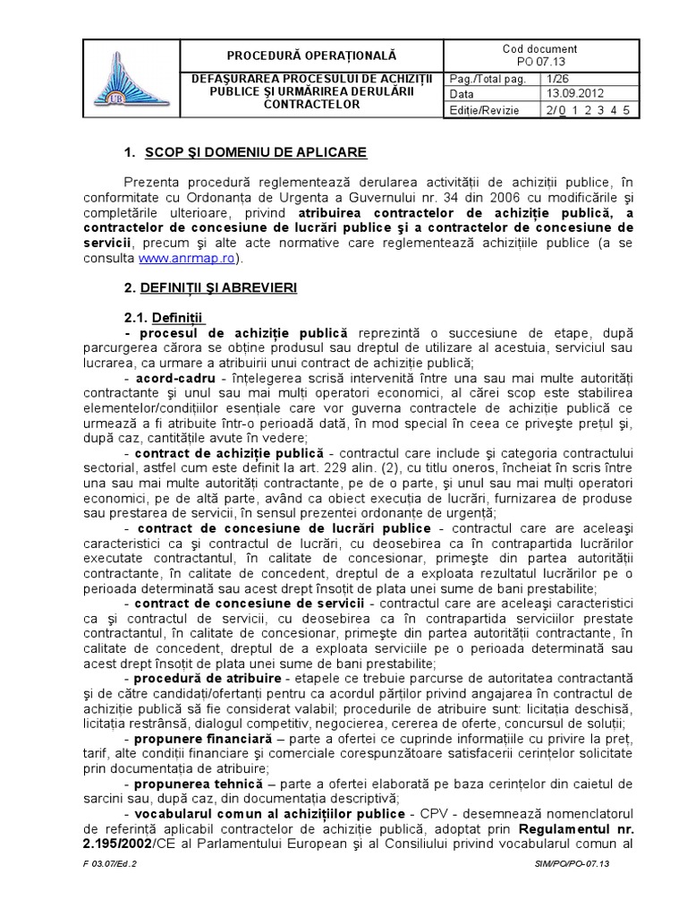 Procedura Procesul de Achizitii Si Desfasurare | PDF