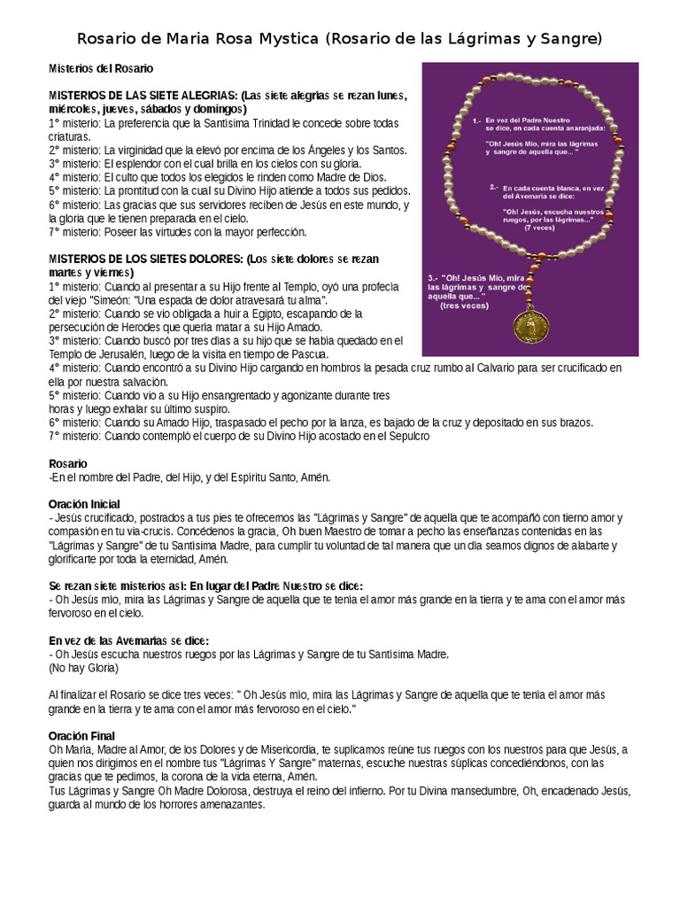Rosario de Maria Rosa Mystica | PDF | Rosario | Oración