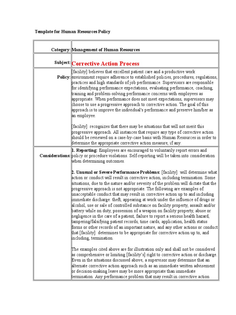 Basic HR Policy Template | PDF | Employment | Military Discharge