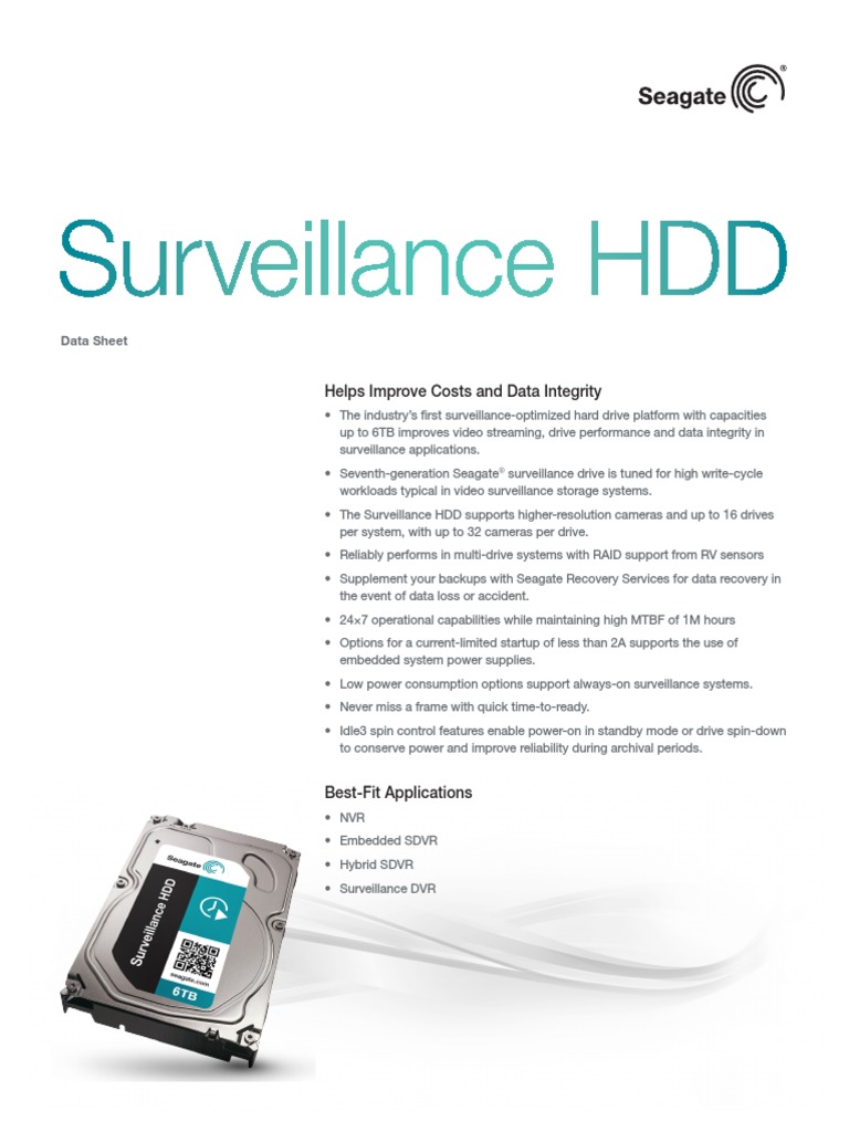 Seagate Surveillance Datashet | PDF | Hard Disk Drive | Computer Data Storage