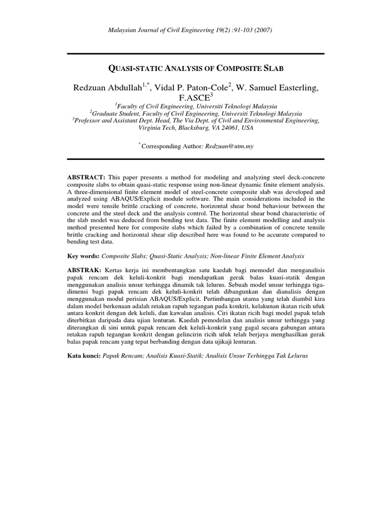 Redzuan Abdullah, Vidal P. Paton-Cole, W. Samuel Easterling, F.Asce ...