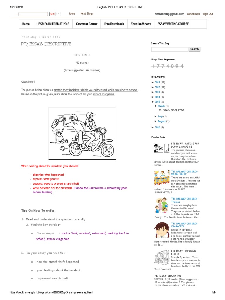English - Pt3 Essay - Descriptive | PDF | Essays