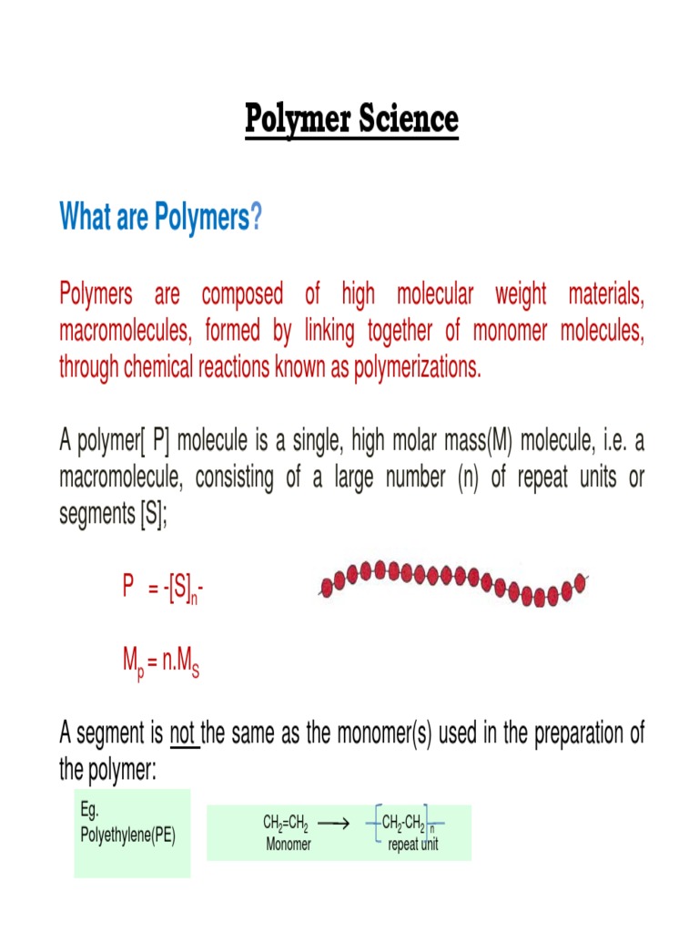 L2S1 Polym. Science Lecture Presentation | PDF | Polymers | Isomer
