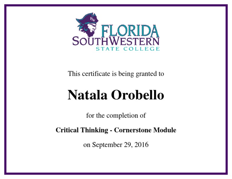 Critical Thinking Certificate | PDF