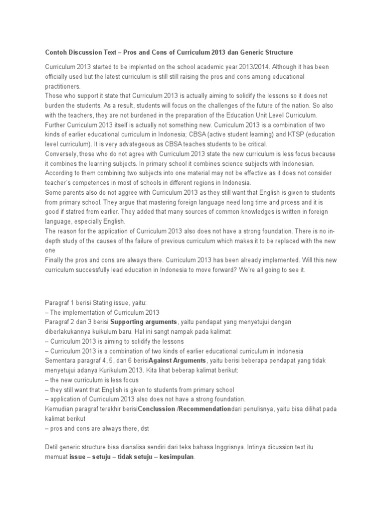 Contoh Discussion Text | PDF | Curriculum | Sharing