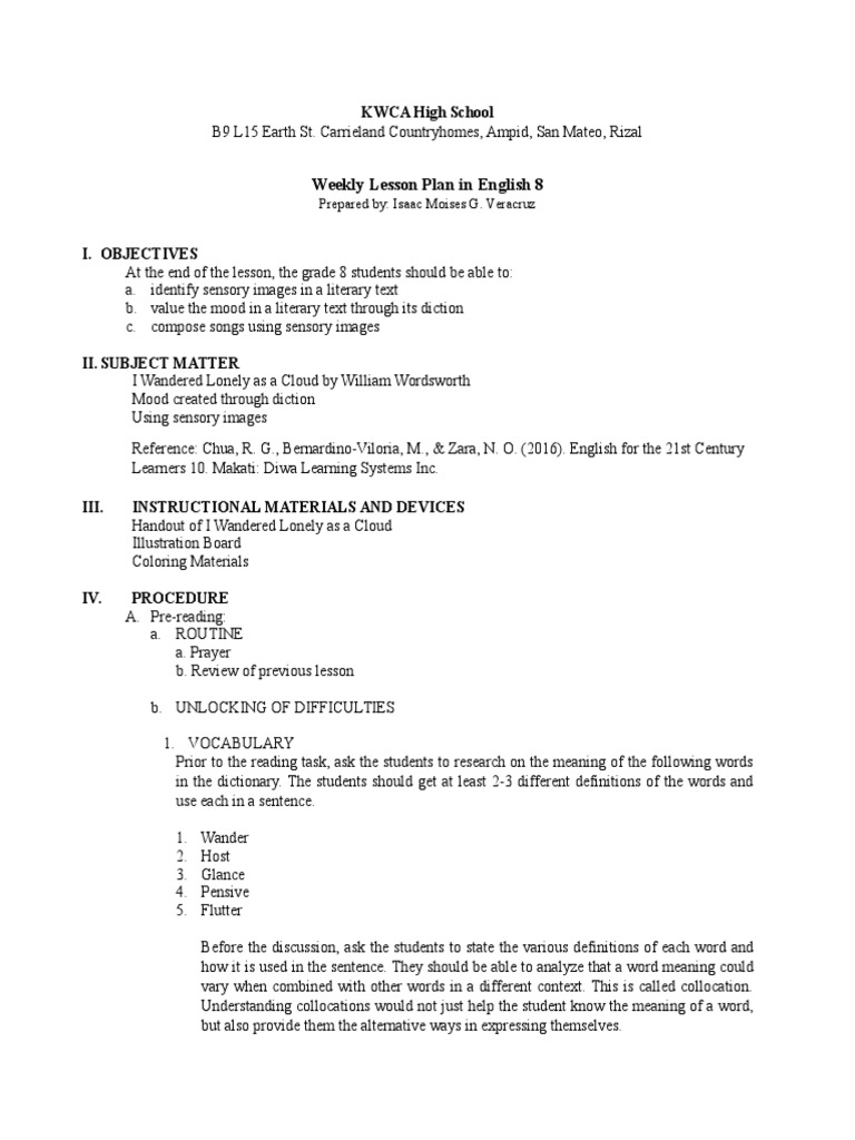 G8 Lesson Plan - Week 3 Modifiers and Infographic | PDF | Perception ...