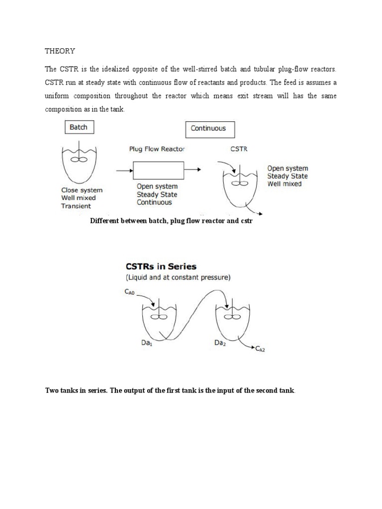 Different Between Batch, Plug Flow Reactor and CSTR | PDF