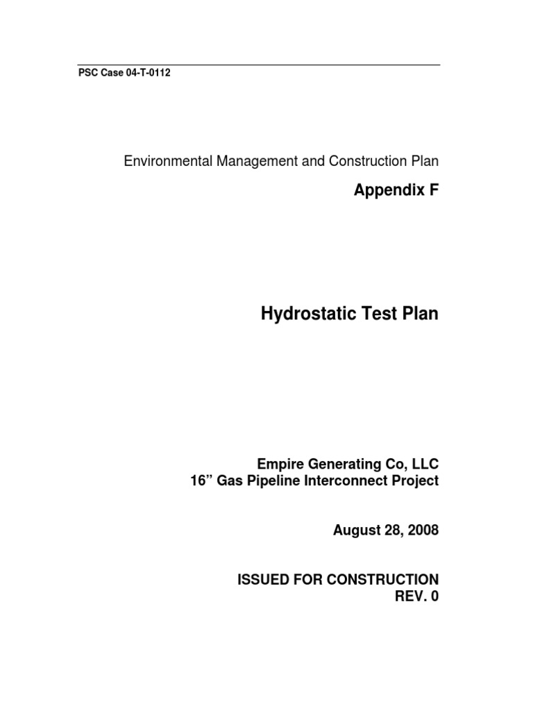 Hydrostatic Test Plan for Gas Pipeline | PDF | Pipeline Transport ...
