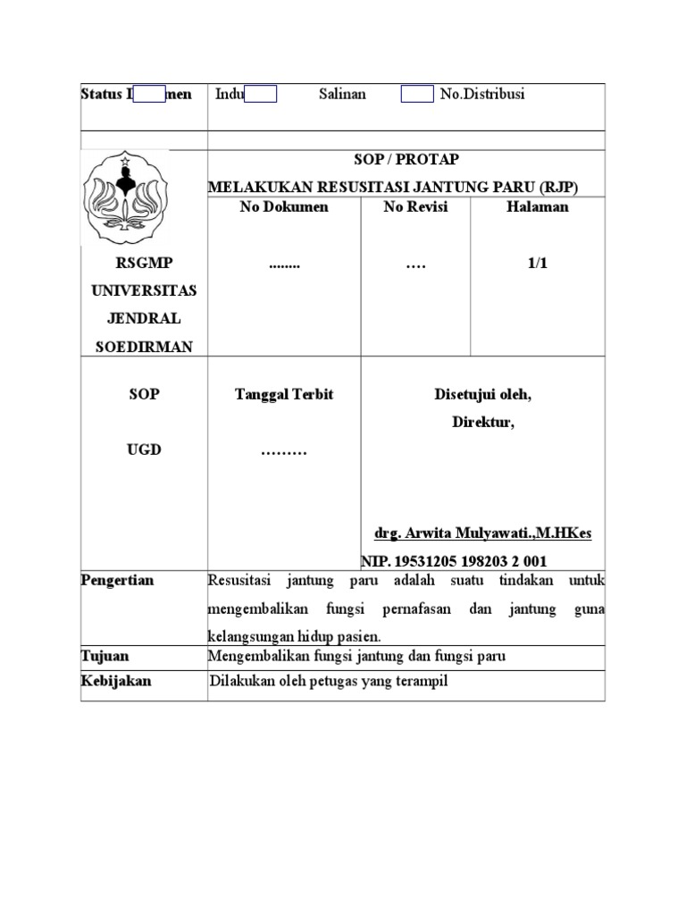 Sop Resusitasi Jantung Paru (RJP) | PDF