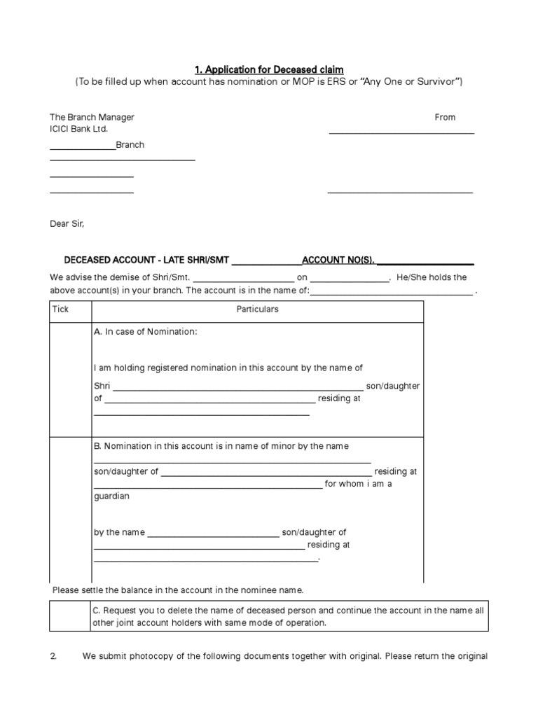 Application For Deceased Claim | PDF | Will And Testament | Probate