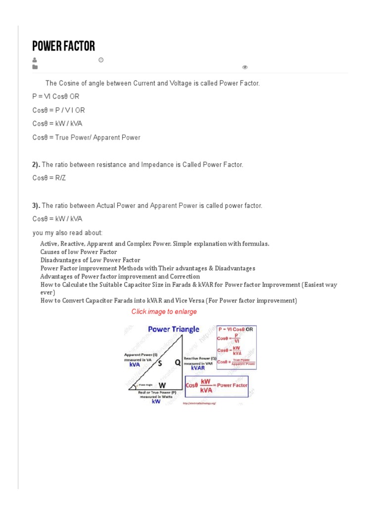 Power Factor - Electrical Technology | PDF