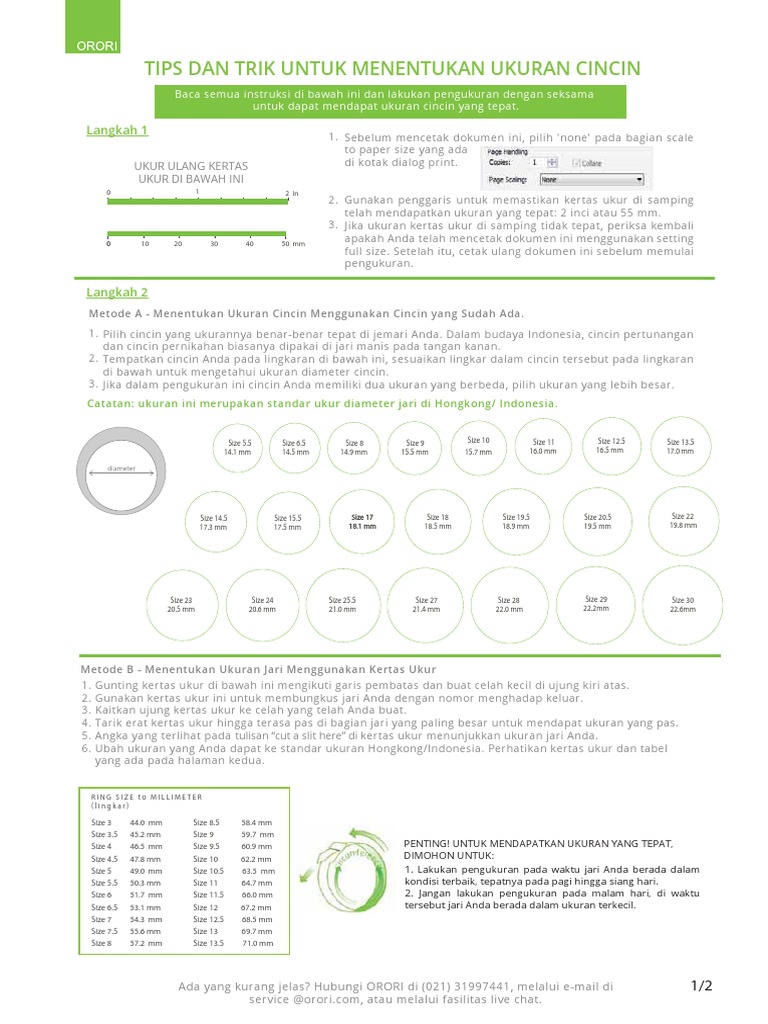 Tabel Ukur Cincin | PDF