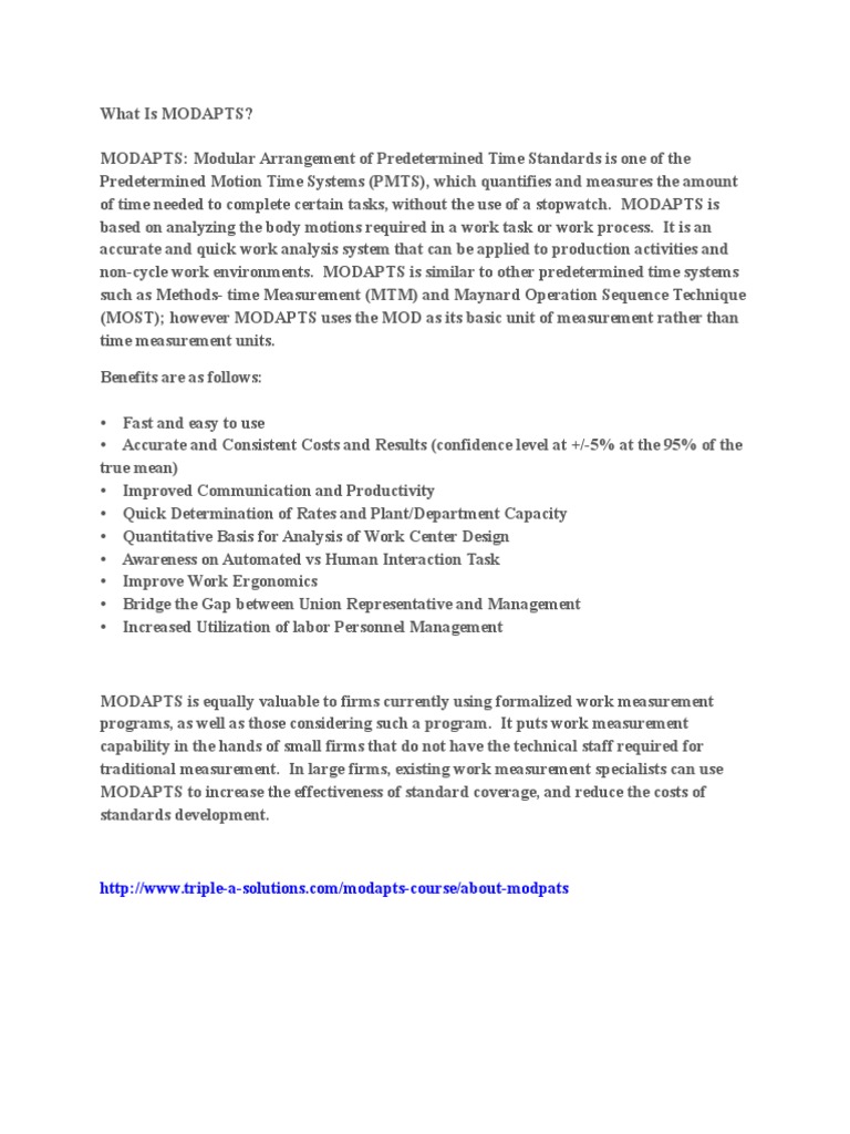 What Is Modapts | PDF | Systems Science | Employment