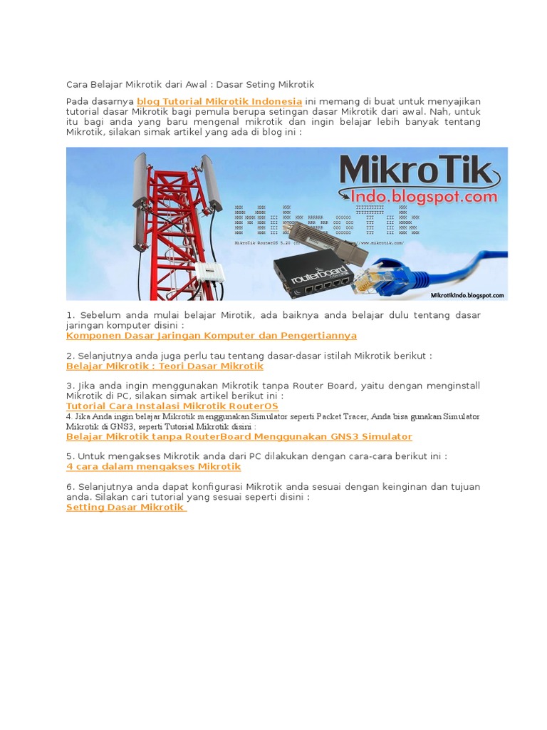 Cara Belajar Mikrotik Dari Awal | PDF | Komputer