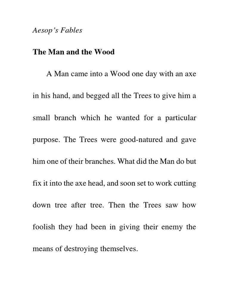 The Man and the Wood Fable | PDF | Home & Garden | Young Adult