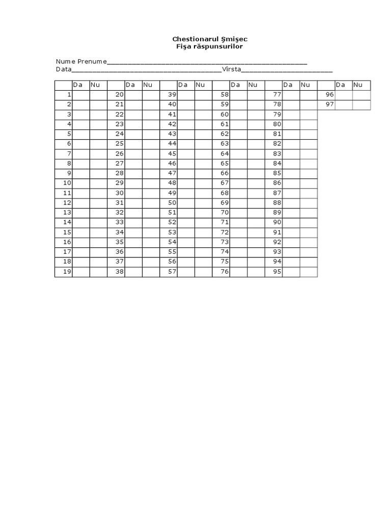 Chestionarul Smisec | PDF
