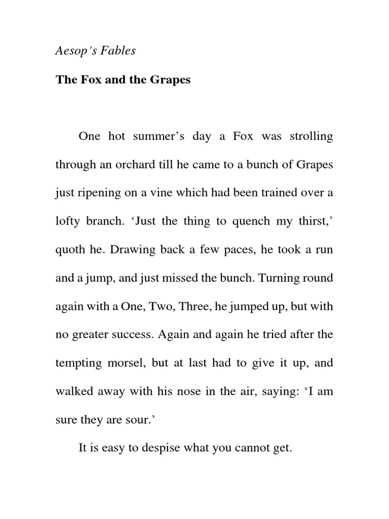 The Fox and the Grapes Fable | PDF | Home & Garden