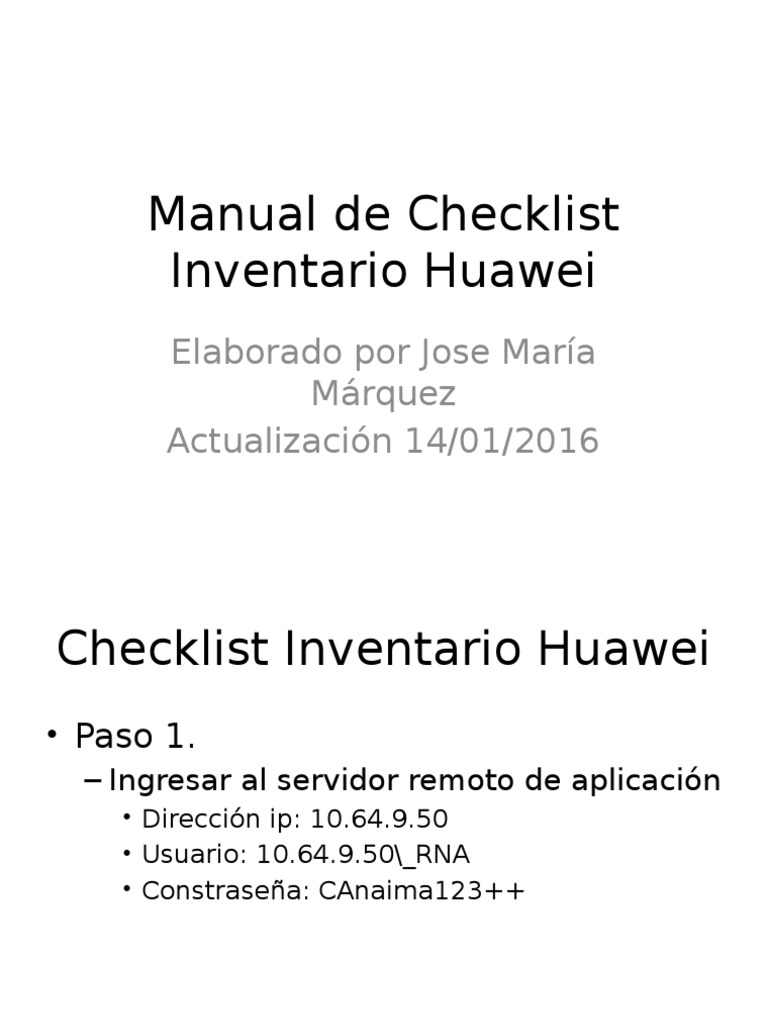 CheckList Inventario Huawei | PDF