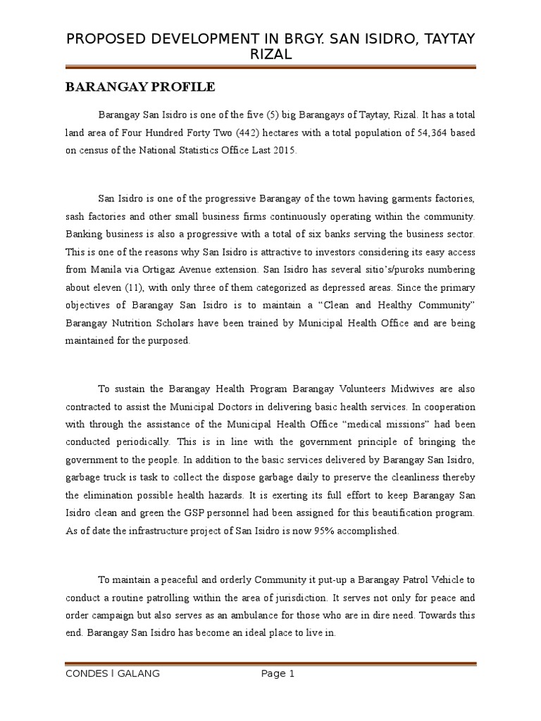 Barangay Profile | PDF | Economies | Business