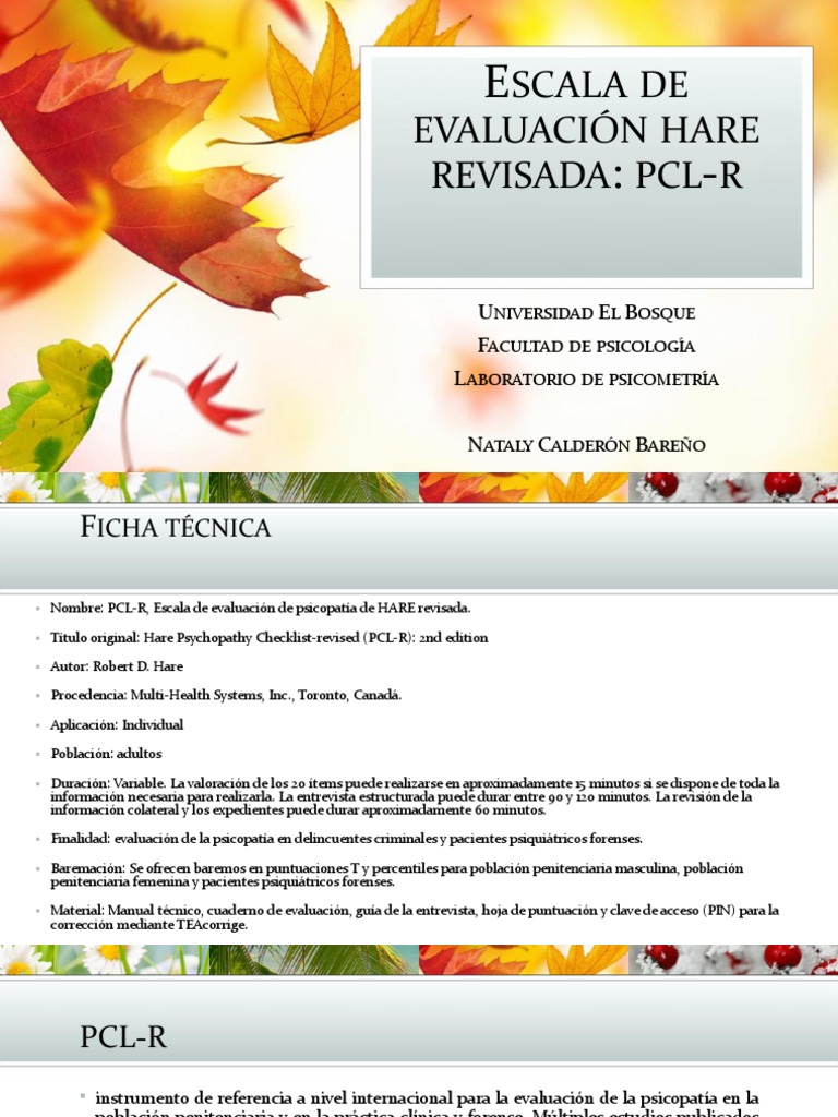 (PCL-R) Escala de Evaluación Hare Revisada | Psicopatía | Sicología y ...