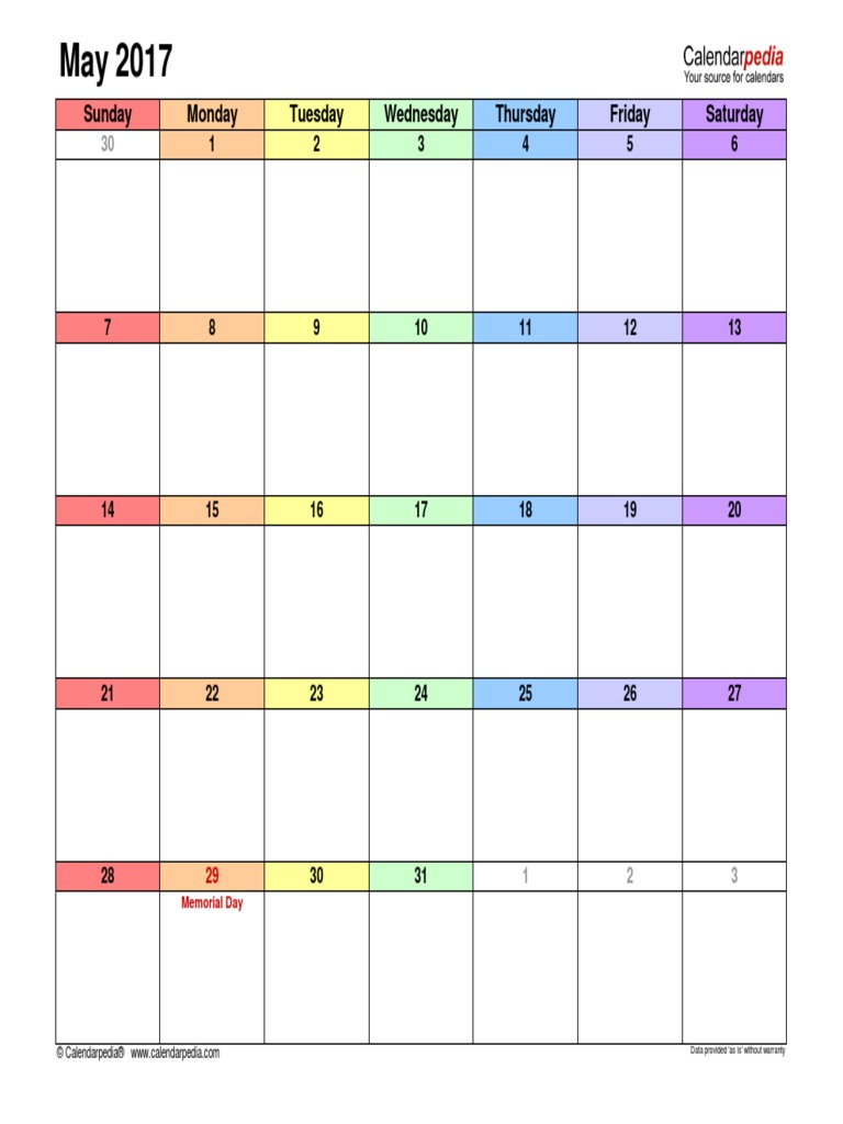 May 2017 Calendar | PDF