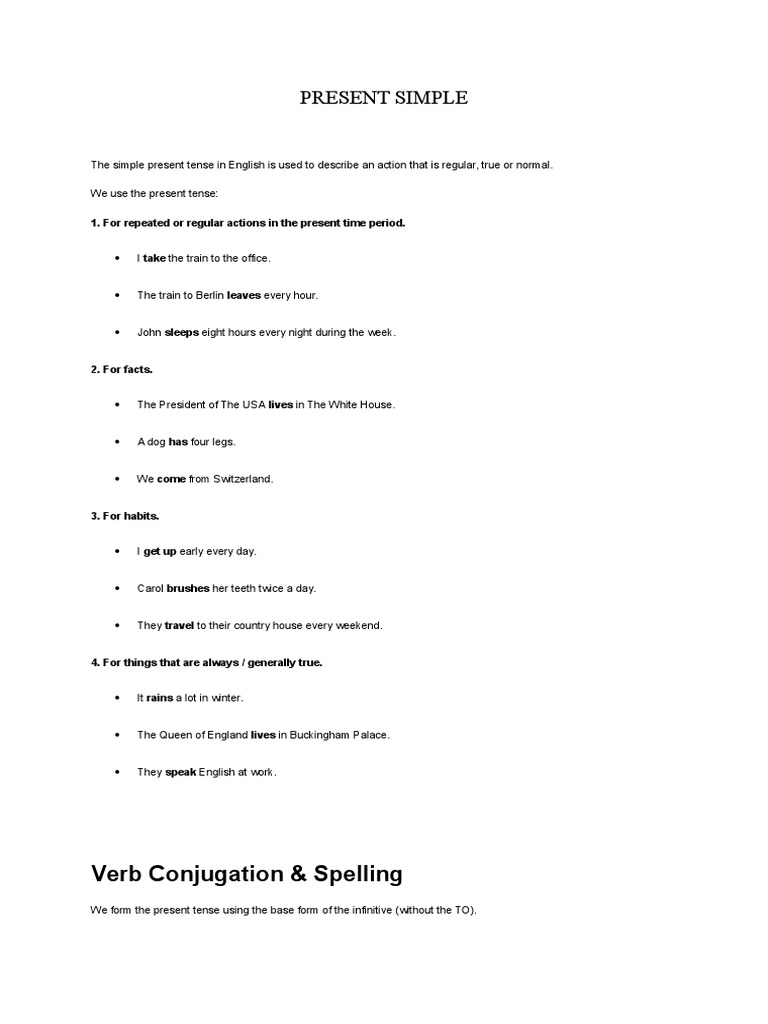 Present Simple Theory | PDF | Verb | English Language
