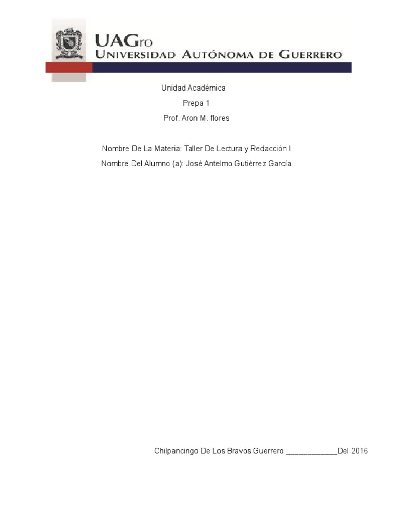 Plantilla De Portada Uagro Word Pdf Ocio