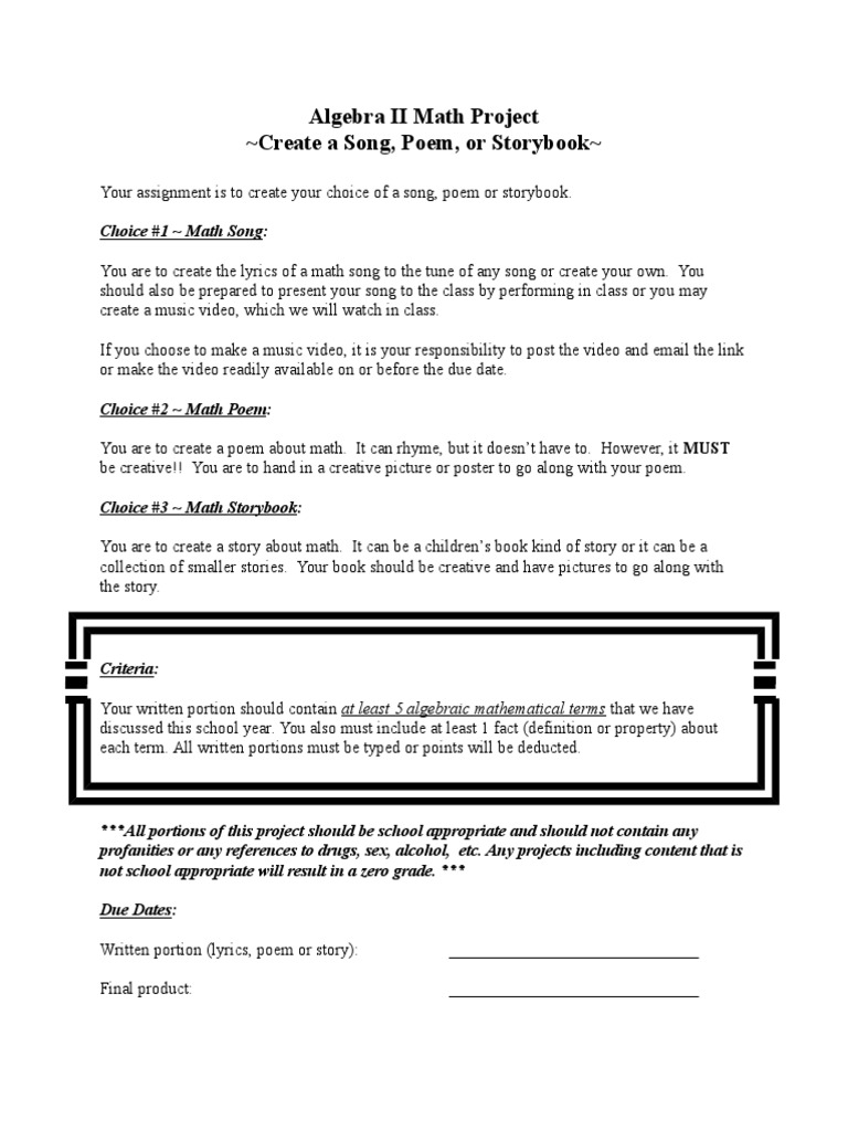Algebra 2 Project | PDF