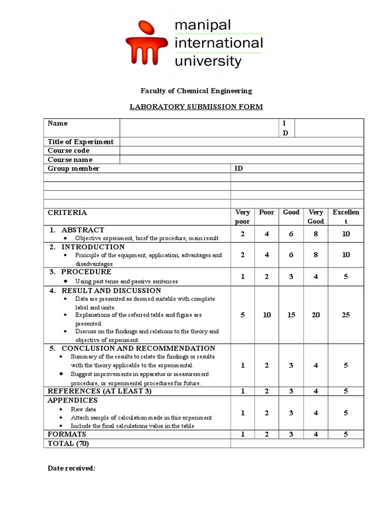 Lab Submission Form | PDF