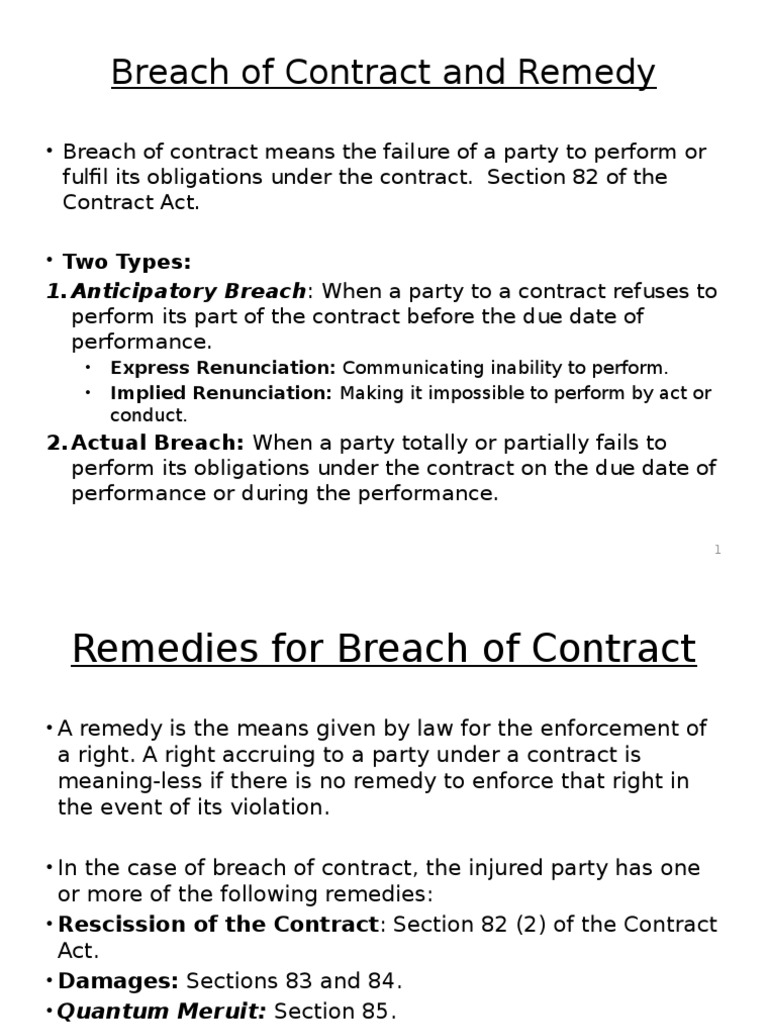 Breach of Contract and Remedy | Breach Of Contract | Specific Performance