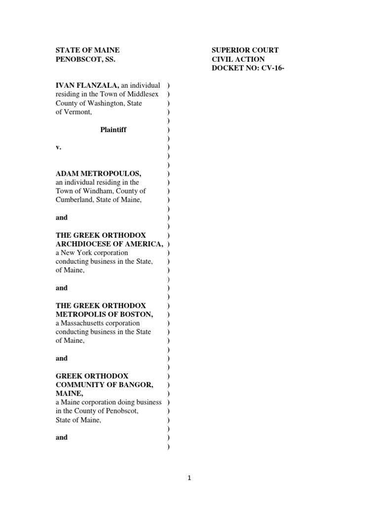 Amended Complaint - Ivan Flanzala v. Adam Metropoulos, The Greek ...