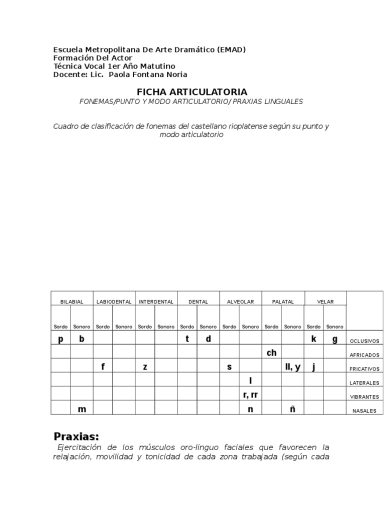 Ejercicios de Fonética para Actores | PDF | Fonología | Fonética