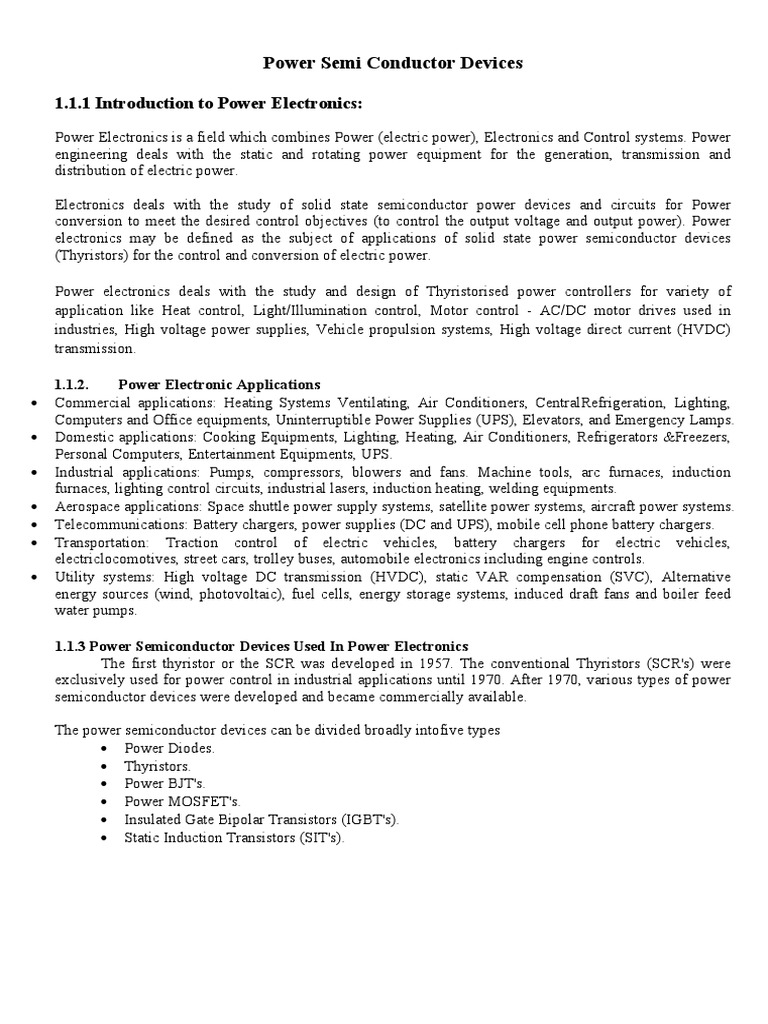 Power Electronics Lecture 1 | PDF | Field Effect Transistor | Mosfet