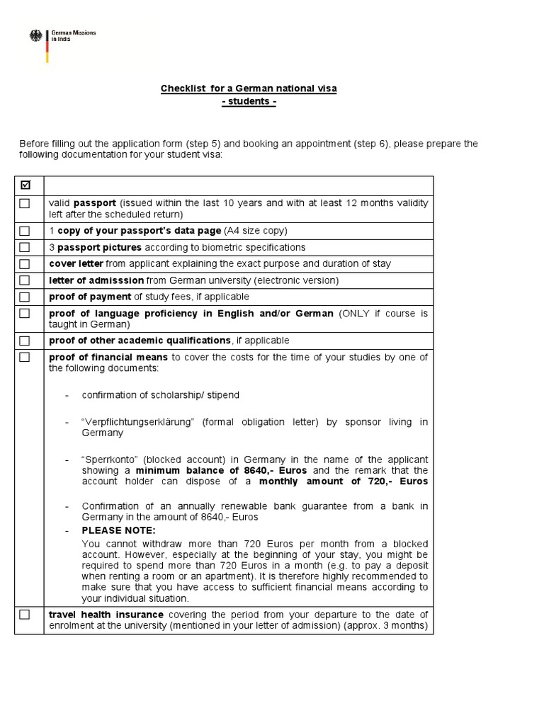 Preparing for Study in Germany: A Comprehensive Checklist of Required ...