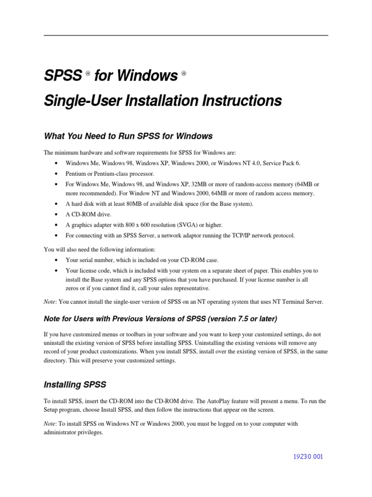 SPSS Installation Guide for Windows | PDF | Installation (Computer Programs) | Microsoft Windows