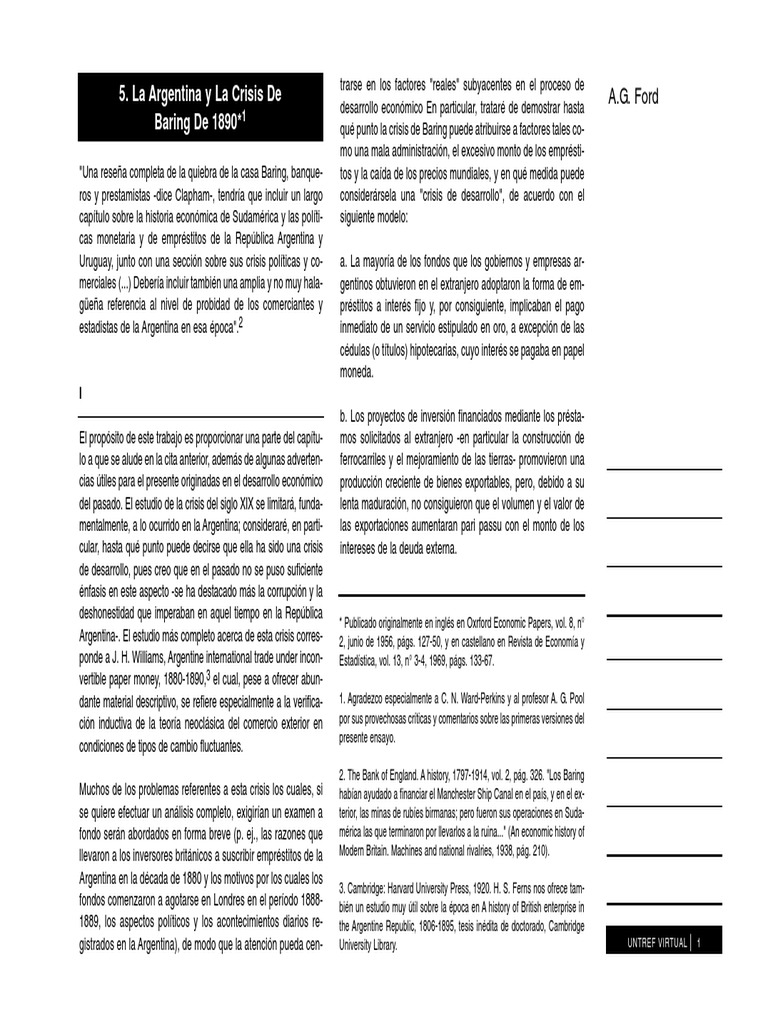 Crisis Baring y Economía Argentina 1890 | PDF | Precios | Deuda