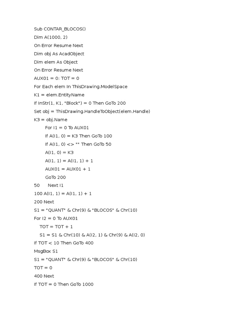 Block Count Report: An AutoCAD VBA Macro to Count and List All Blocks in a Drawing | PDF