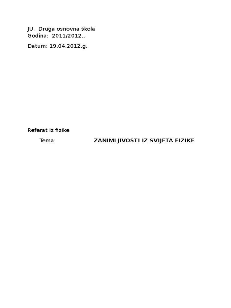 Zanimljivosti Iz Svijeta Fizike | PDF