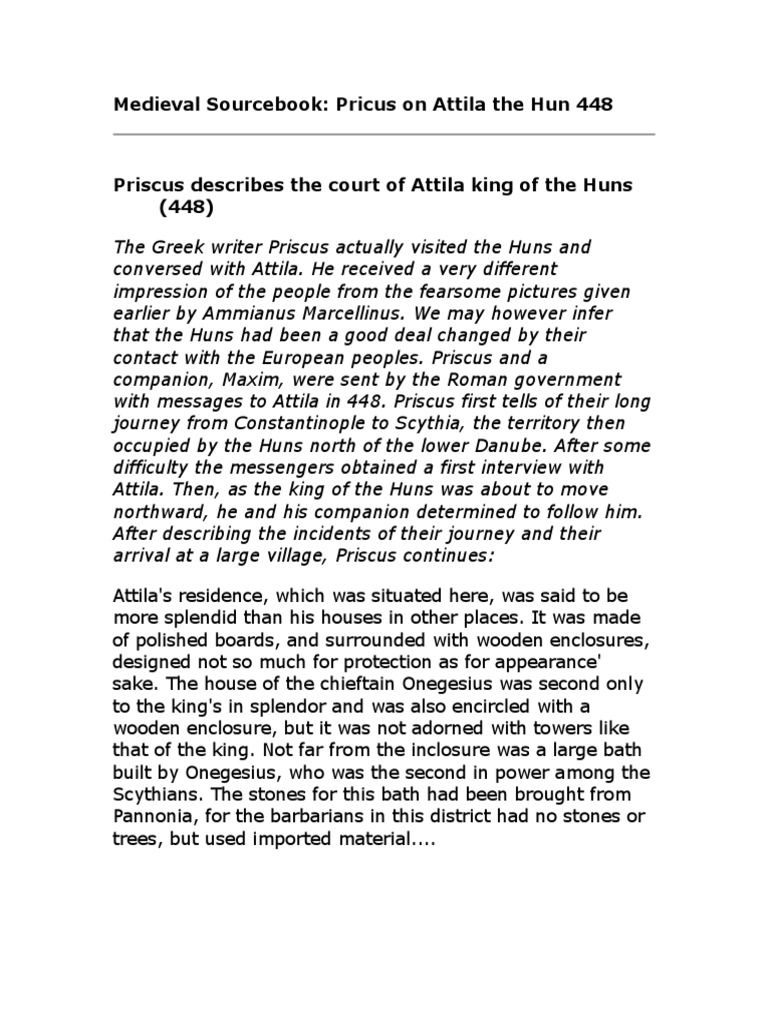 Priscus - On Attila The Hun, 448 | PDF | Huns