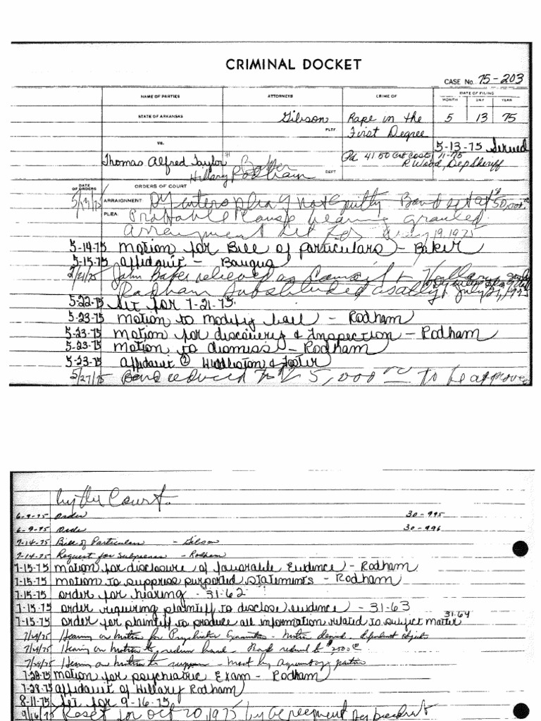 Taylor Docket Entries | PDF