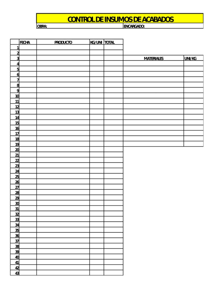 Control de Insumos | PDF